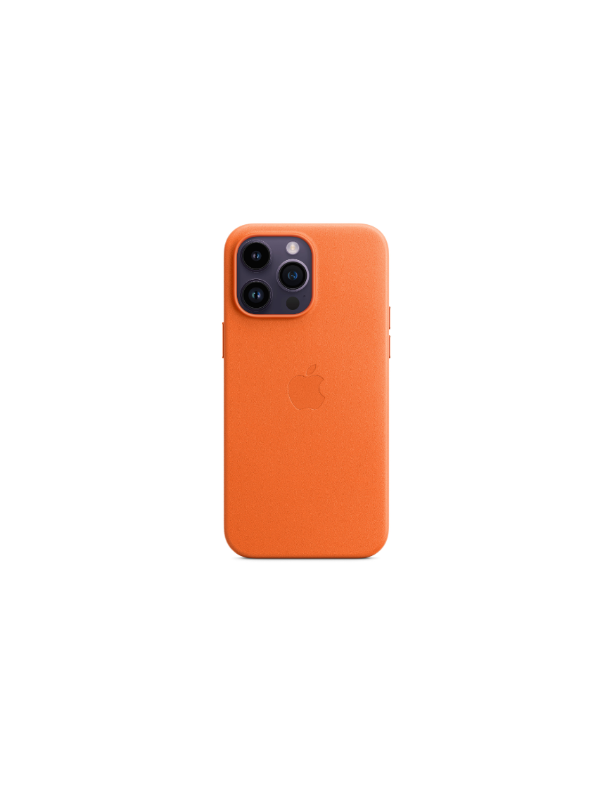 Coque en cuir avec MagSafe pour iPhone 14 Pro Max - Orange
